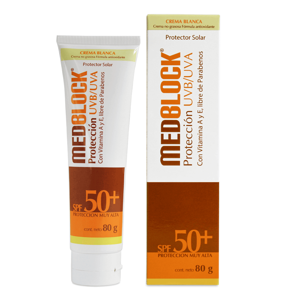 MedBlock Fotoprotector SPF50+ Crema blanca 80g - DERMANETPERU